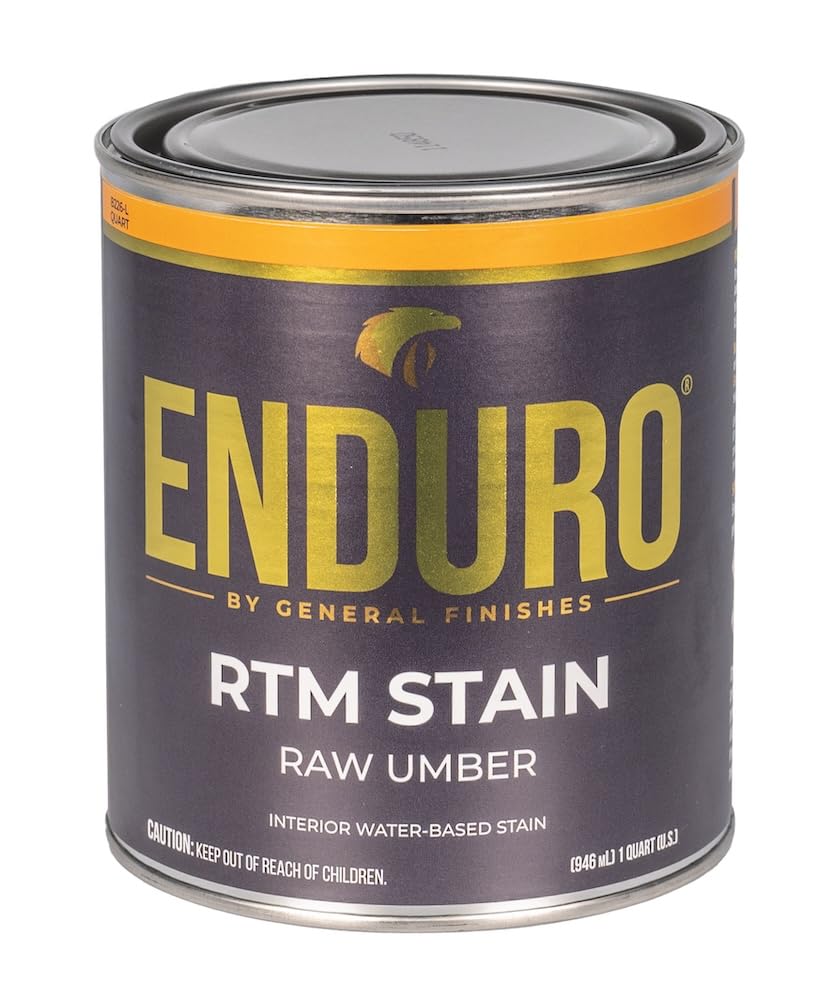 General Finishes Enduro RTM Water Based Wood Stain, 1 Quart, Raw Umber
