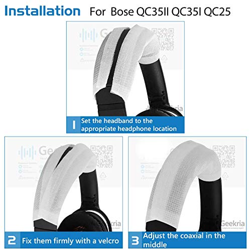 Geekria 10 PCS Disposable Headband Cover/Hook and Loop Headband/Headband Protector Compatible with Bose QuietComfort 35 II, QC35 II Gaming, QC35, QC25, QC15 Headphones (White)