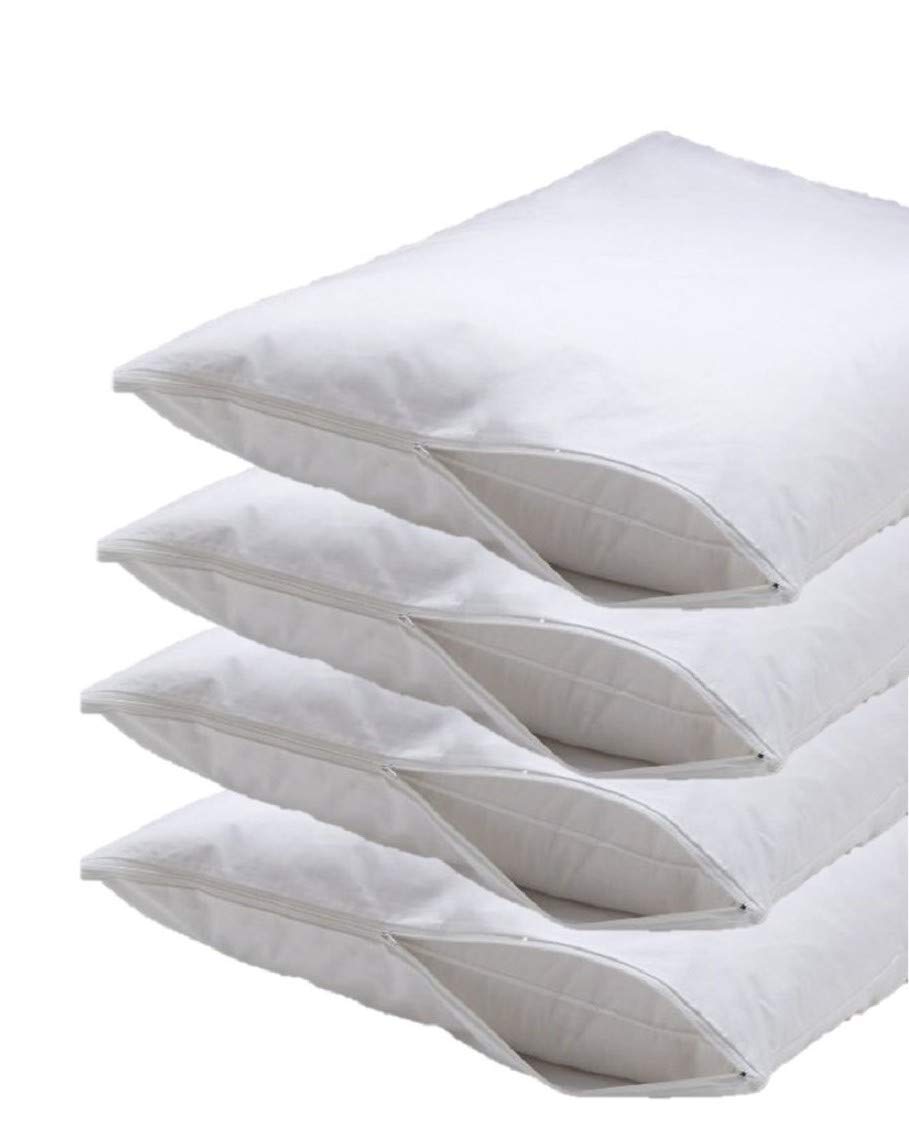4 Pack Deluxe Zippered Vinyl Pillow Covers - Waterproof Protectors for Longer Lasting Pillows. Standard Size 20"x29". Ideal for Home, Hotel and Hospital use.
