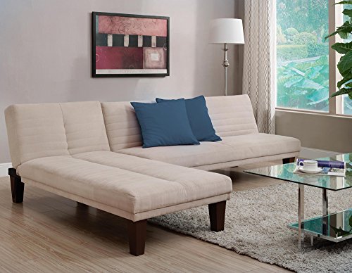 DHP Dillan 69 Inch Futon Sofa Bed, Modern Armless Upholstered Couch Sleeper with Tufted Back and Seat, Full, Tan