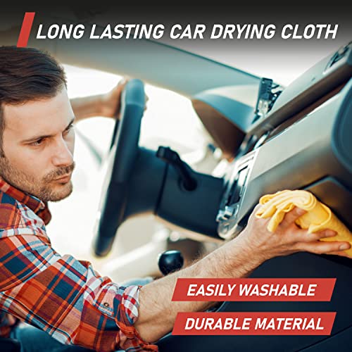 DSV Standard Premium Car Care Towel, Drying Super Absorbent Chamois Cloth for Car Wash, Spotless & Scratch and Lint Free Shine – 27.5 X 17 inches, 1 - Pack