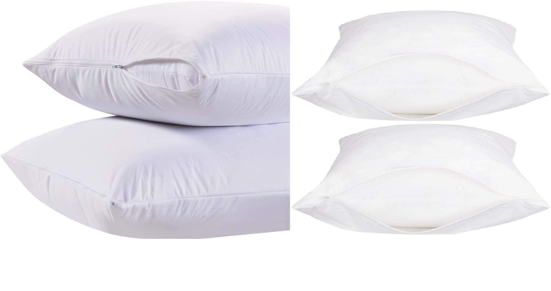4 Pack Deluxe Zippered Vinyl Pillow Covers - Waterproof Protectors for Longer Lasting Pillows. Standard Size 20"x29". Ideal for Home, Hotel and Hospital use.