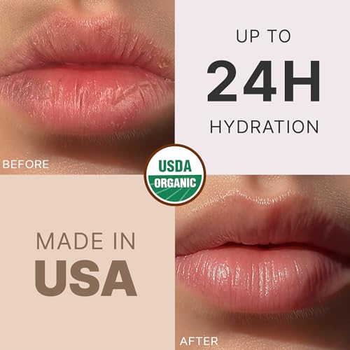 4 Pack Organic Vanilla Bean & Honey Lip Balm - Natural Lip Moisturizer Gifts for Men, Women & Kids