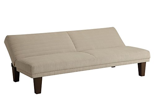 DHP Dillan 69 Inch Futon Sofa Bed, Modern Armless Upholstered Couch Sleeper with Tufted Back and Seat, Full, Tan