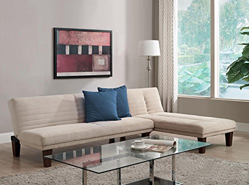 DHP Dillan 69 Inch Futon Sofa Bed, Modern Armless Upholstered Couch Sleeper with Tufted Back and Seat, Full, Tan
