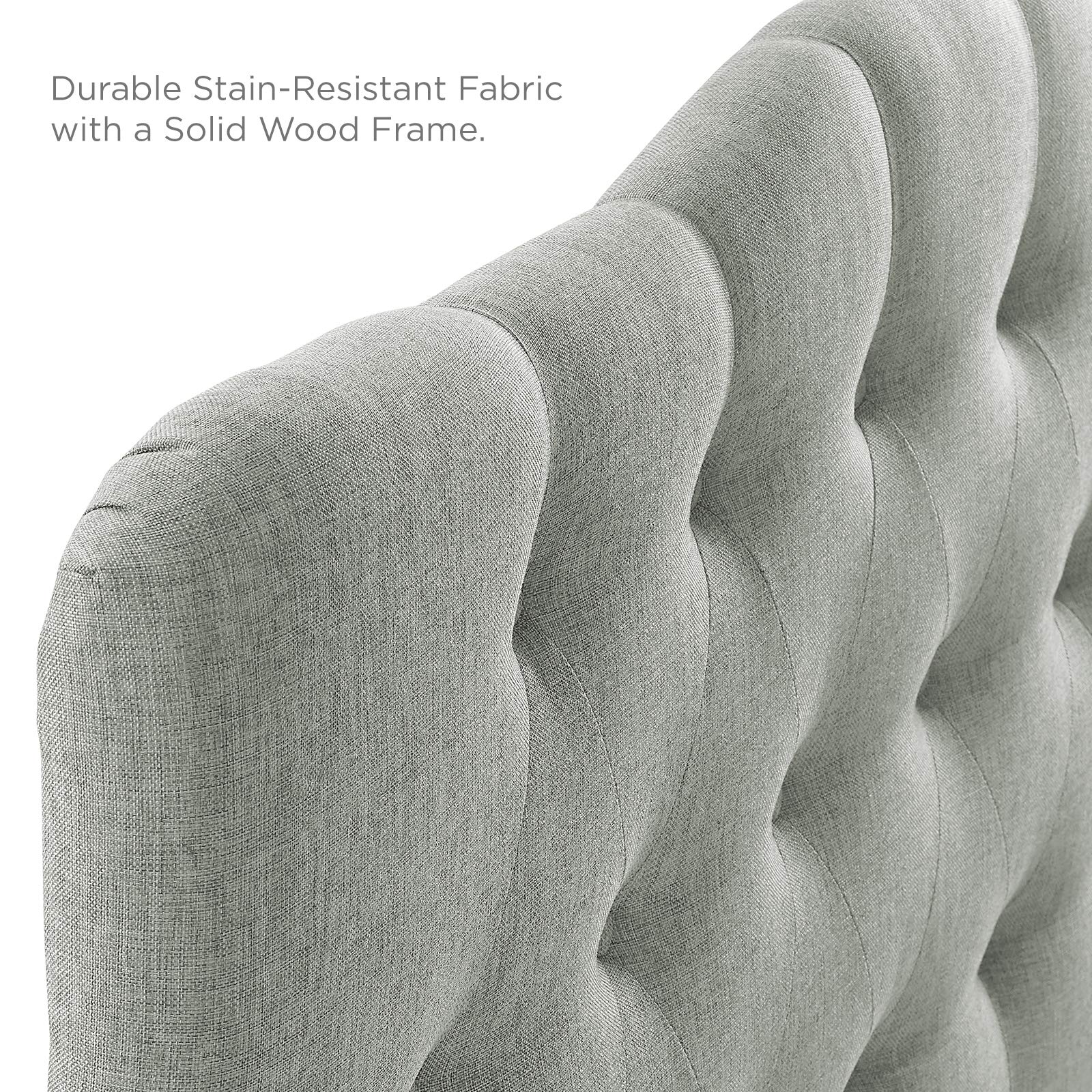 Modway Annabel Tufted Button Linen Fabric Upholstered Queen Headboard in Gray