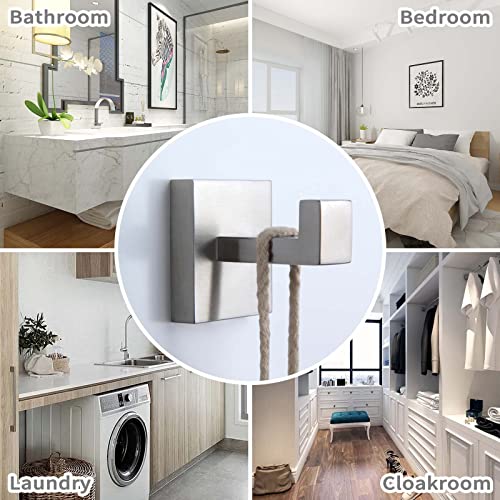 Angle Simple Bathroom Towel Hook 2 PCS, SUS304 Stainless Steel Bath Towel Holder, Square Robe Hook for Wall, Brushed Nickel