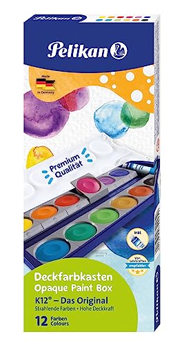 Pelikan Opaque Watercolor Paint Set, 12 Colors Plus Chinese White Tube (720854)
