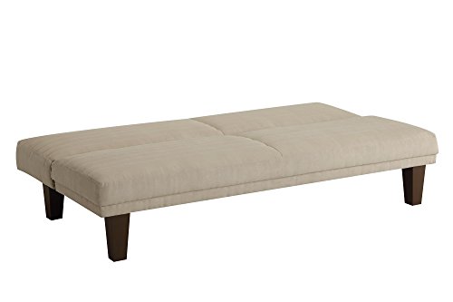 DHP Dillan 69 Inch Futon Sofa Bed, Modern Armless Upholstered Couch Sleeper with Tufted Back and Seat, Full, Tan