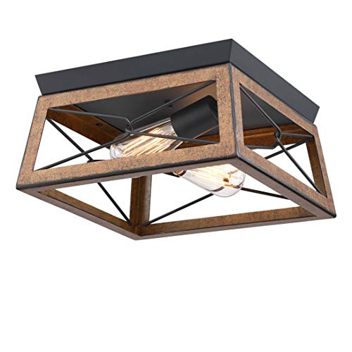 WISBEAM Semi Flush Mount Ceiling Light Fixture, 2-Light E26 Medium Base, Metal Housing, ETL Rated, Bulbs NOT Included