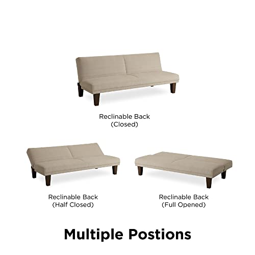 DHP Dillan 69 Inch Futon Sofa Bed, Modern Armless Upholstered Couch Sleeper with Tufted Back and Seat, Full, Tan