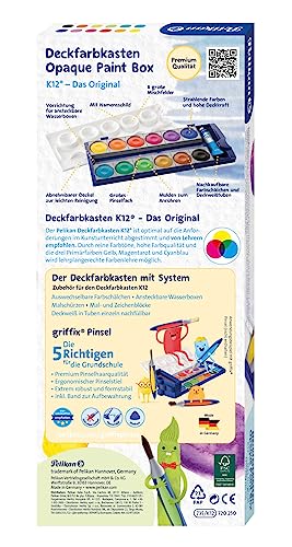 Pelikan Opaque Watercolor Paint Set, 12 Colors Plus Chinese White Tube (720854)