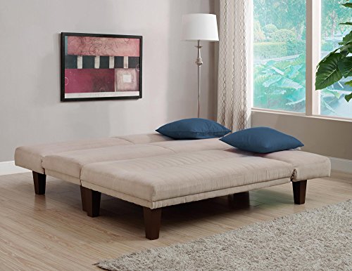 DHP Dillan 69 Inch Futon Sofa Bed, Modern Armless Upholstered Couch Sleeper with Tufted Back and Seat, Full, Tan