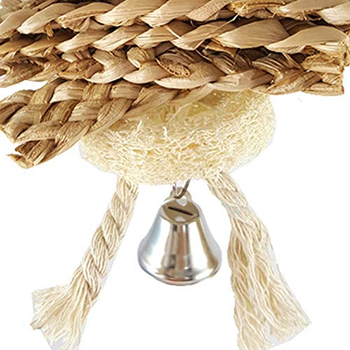 SONGBIRDTH Parrot Chew Toys - Loofah Cuttlebone Grass Parrot Budgies Cockatoo Parakeet Cockatiel Cage Bite Toy for Medium and Small Parrot Wood Color