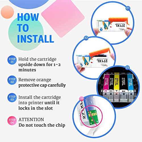 Topkolor PGI-270XL CLI-271XL Compatible Ink Cartridge Replacement for Canon PGI 270 XL CLI 271 XL, 15Pack Ink Cartridges Combo to use with MG6821 TS6020 TS8020 TS9020 Printer,Black,Cyan,Magenta,Yellow
