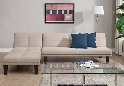 DHP Dillan 69 Inch Futon Sofa Bed, Modern Armless Upholstered Couch Sleeper with Tufted Back and Seat, Full, Tan