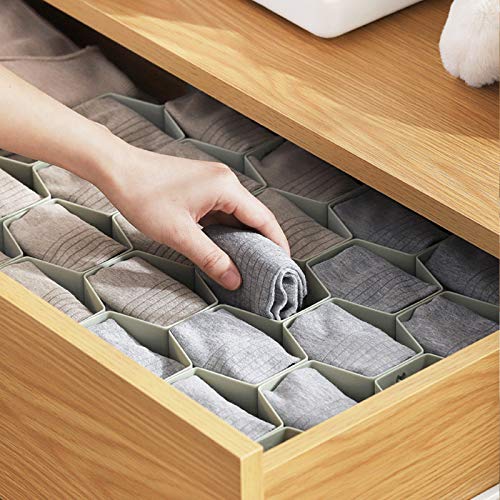 Kocuos Honeycomb Separator Adjustable Drawer Organizer Divider for Underwear Belt-Scarf Socks Organizer (White)