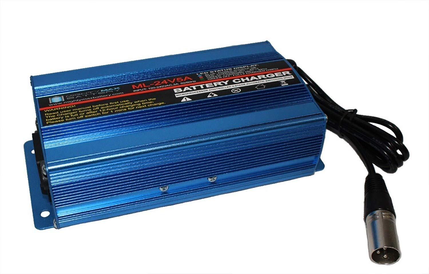 Mighty Max Battery 24V 5Amp 3 Stage XLR Charger for Hoveround Forerunner, MPV 4, MPV 5