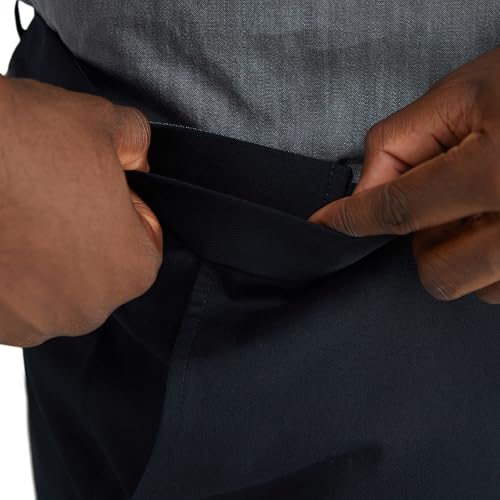 Haggar Men's Classic Fit Flat-Front Hidden Expandable Waistband Premium No Iron Khaki, 38W x 32L - Black, HC10884