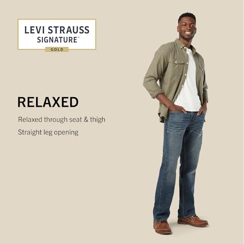 Levi Strauss Signature Gold Men Relaxed Fit Flex Jeans (Available in Big & Tall), Gothic, 36W x 32L