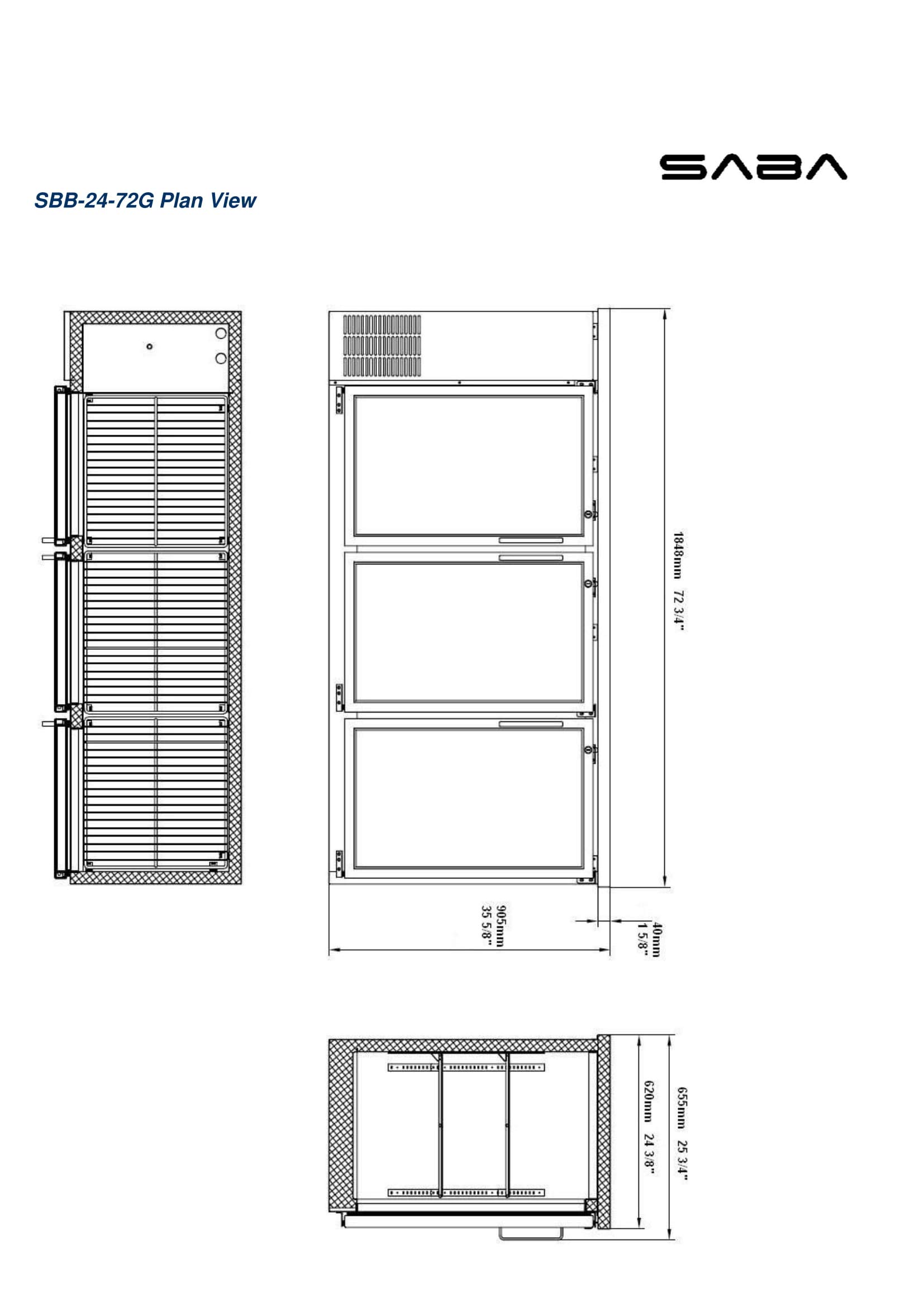 72" Commercial 3 Door Back Bar Beer Bottle Beverage Can Cooler Refrigerator, Black, with Stainless Steel Top and Glass Doors
