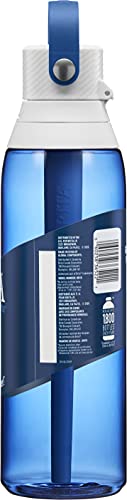 Brita Insulated Filtered Water Bottle with Straw, Reusable, BPA Free Plastic, Sapphire, 26 Ounce