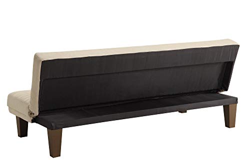 DHP Dillan 69 Inch Futon Sofa Bed, Modern Armless Upholstered Couch Sleeper with Tufted Back and Seat, Full, Tan