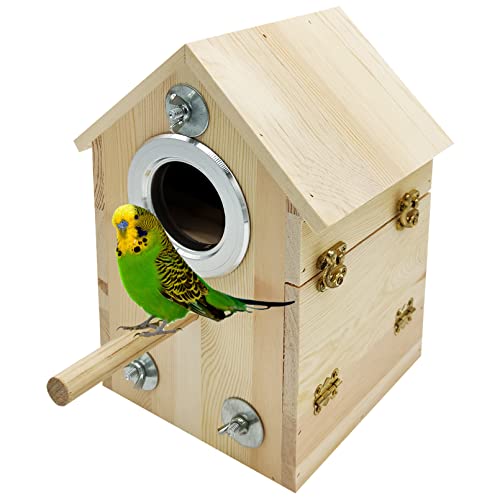 kathson Bird Nesting House,Wooden Bird Breeding Nest Parrot Breeding Mating Box for Hummingbirds Lovebirds Cockatiel Budgie Finch