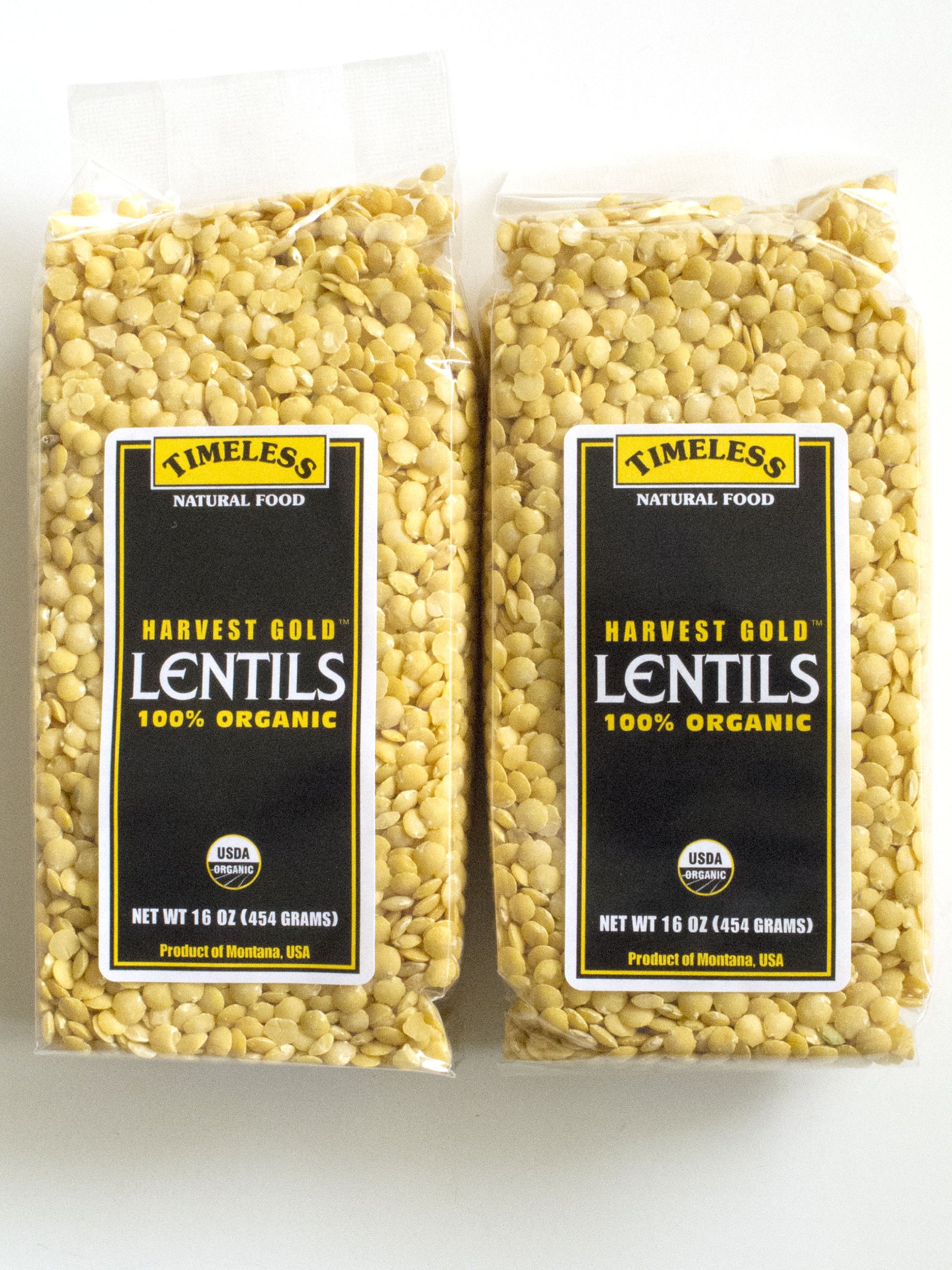 Certified 100% Organic Harvest Gold Lentils Montana 16 oz each (2 Pack)
