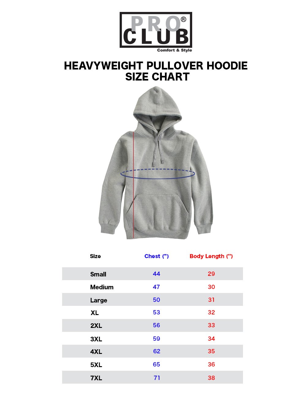 Pro Club Men's Heavyweight Pullover Hoodie (13oz), Black, X-Large
