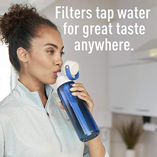 Brita Insulated Filtered Water Bottle with Straw, Reusable, BPA Free Plastic, Sapphire, 26 Ounce