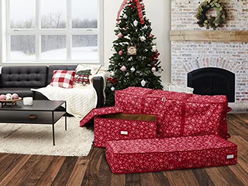 Covermates Keepsakes Underbed Storage Bag - Carrying Handles, Mesh Interior Pocket - Holiday Storage-Red Snowflake