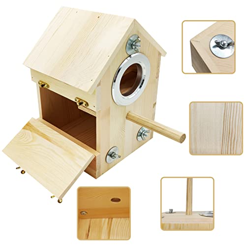 kathson Bird Nesting House,Wooden Bird Breeding Nest Parrot Breeding Mating Box for Hummingbirds Lovebirds Cockatiel Budgie Finch