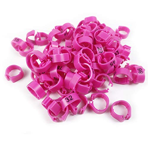 SRRPSPIGEON Pigeon Ring Bird Leg Bands Foot Ring Leg Ring Multi-Color Numbered 1-100 8mm Racing Parrot Chicks Duck Clip Rings Band (Yellow)