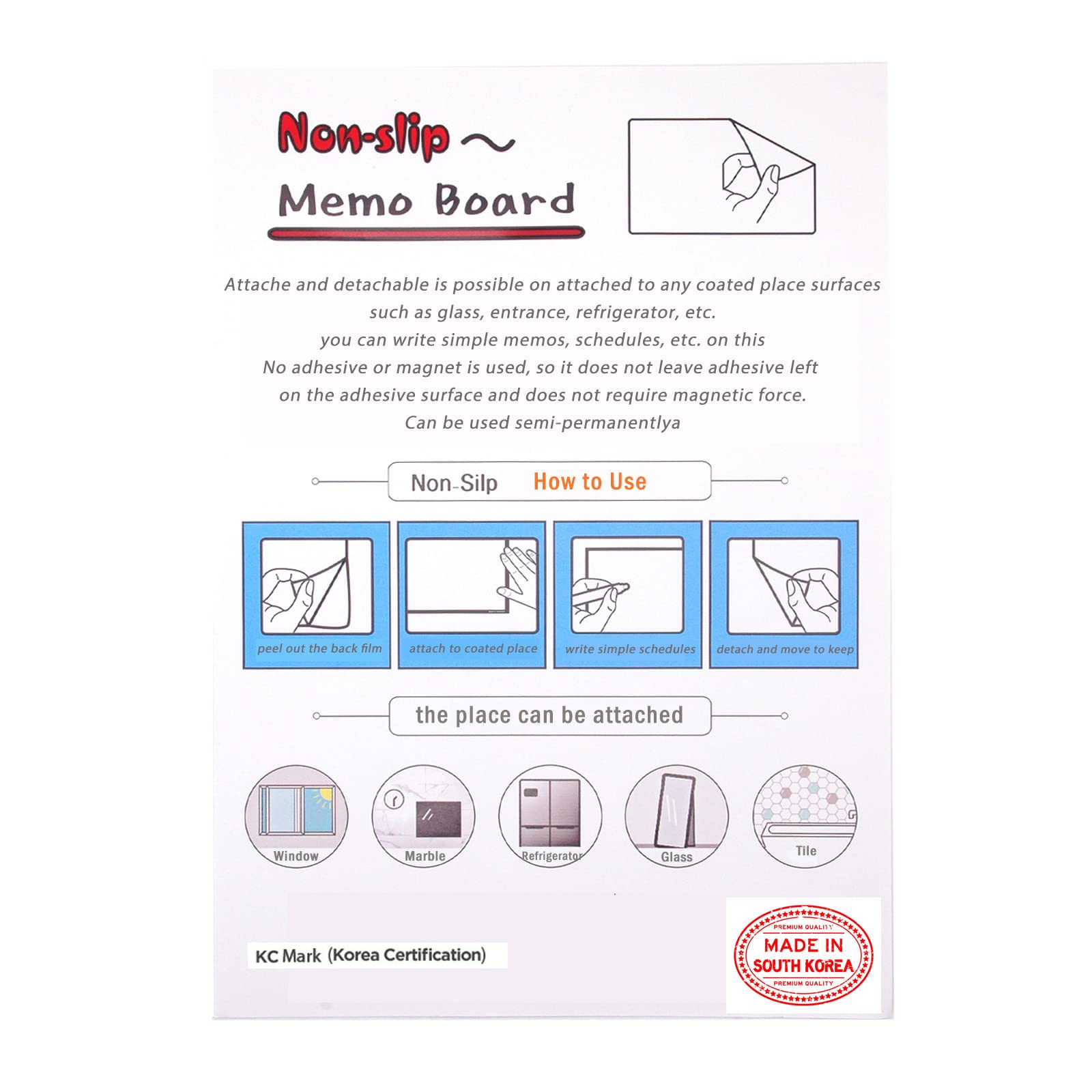Dry Erase Board Refrigerator Whiteboard Wall Sticker Easy Removable Non Magnetic - Marker Board Sheets Easy Attached & Detached on Glass Without Glue - for Office Restaurant Simple Memo