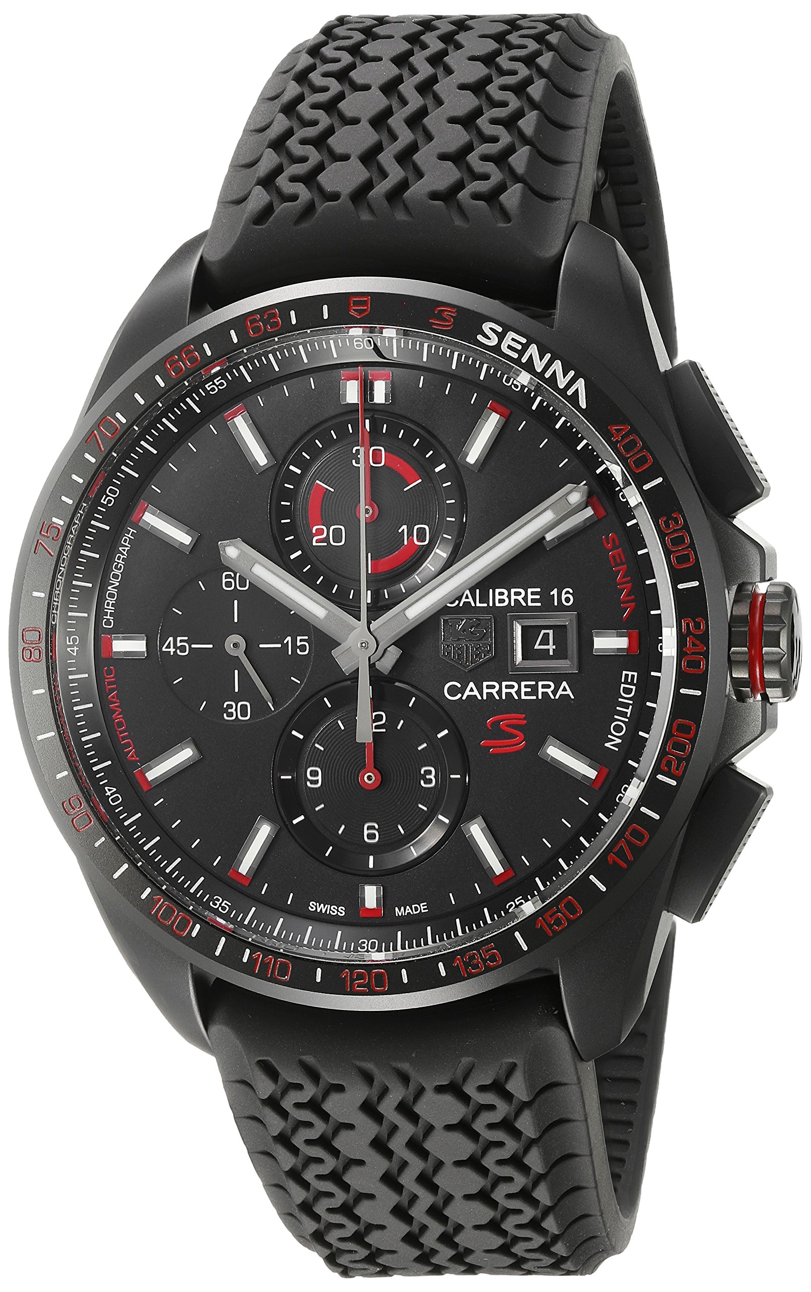 TAG Heuer Men's 'Carrera Senna' Swiss Automatic Titanium and Rubber Dress Watch, Color:Black (Model: CBB2080.FT6042)