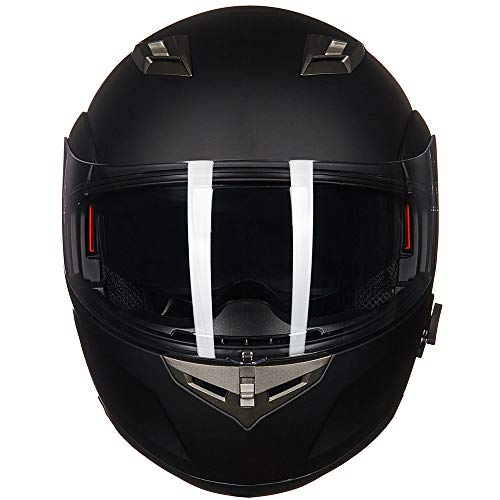 ILM Bluetooth Integrated Modular Flip up Full Face Motorcycle Helmet Sun Shield Mp3 Intercom Model 953 (L, Matte Black)