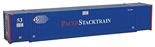 Walthers SceneMaster HO Scale Model of Pacer Stacktrain (Blue, White, red) 53' Singamas Corrugated Side Container,949-8507