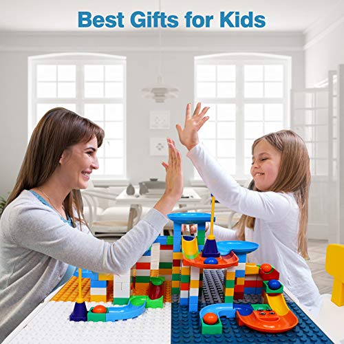 arscniek Toddlers Activity Table 7 in 1 Kids Activity Table and Chair Set with 152Pcs Large Marble Run Building Blocks, Sand/Water Table, Kids Learning Play Table Toys for Girls Boys Toddler Age 3-7