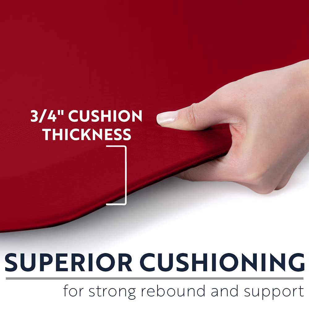 KANGAROO Thick Ergonomic Anti Fatigue Mats for Kitchen Floor, 39x20, Cushioned Standing Office Desk Mat, Waterproof Scratch Resistant Topside, Supportive All Day Comfort Padded Foam Rugs, Red