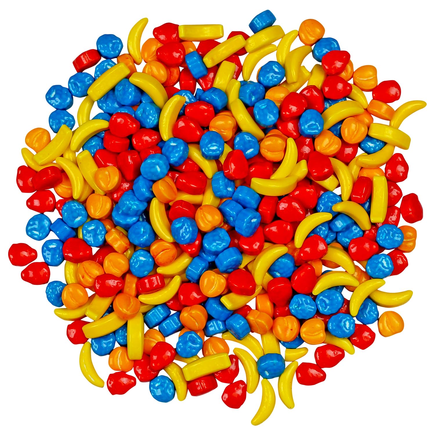 Fruit Shaped Candies - 2 Pounds - Lunar New Years Treats - Unwrapped Gumball Machine Refills - Banana, Strawberry, Peach, Blueberry Flavors
