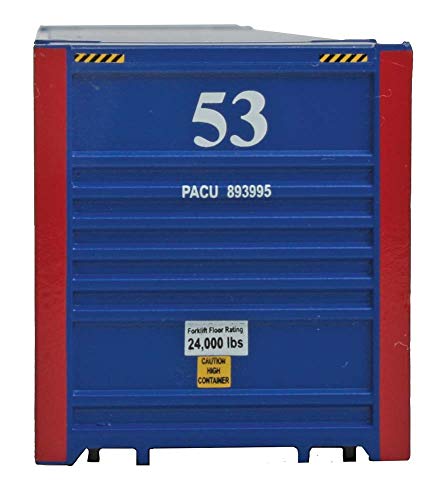 Walthers SceneMaster HO Scale Model of Pacer Stacktrain (Blue, White, red) 53' Singamas Corrugated Side Container,949-8507