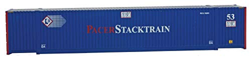 Walthers SceneMaster HO Scale Model of Pacer Stacktrain (Blue, White, red) 53' Singamas Corrugated Side Container,949-8507