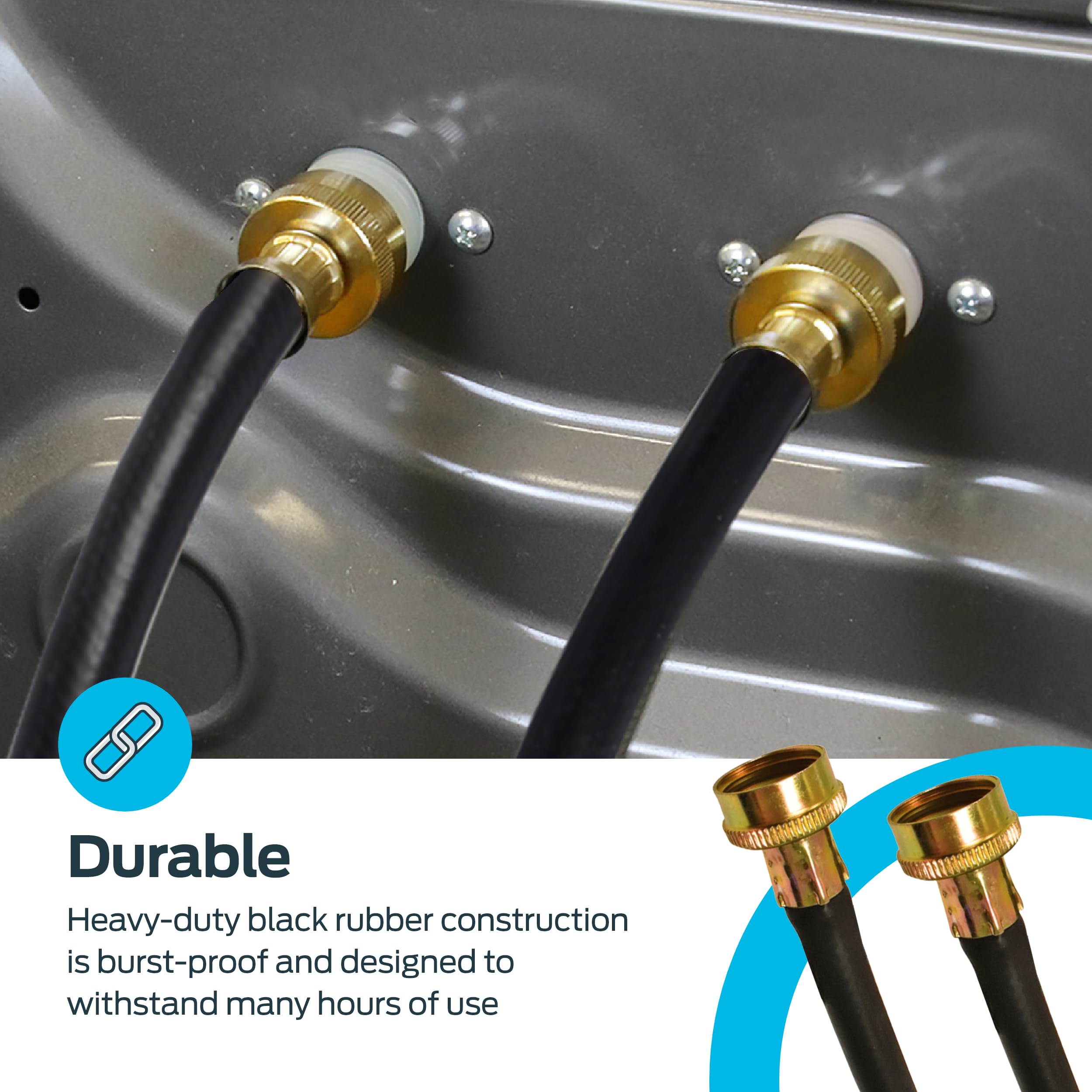 Eastman Rubber Steam Dryer Water Supply Installation Kit, 3/4 Inch FHT x 3/4 Inch FHT Connection, 5 Foot Flexible Hose, 41024