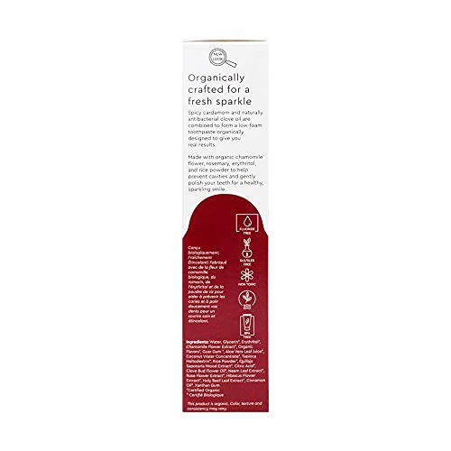 RADIUS USDA Organic Toothpaste 3oz Non Toxic Chemical-Free Gluten-Free Designed to Improve Gum Health & Prevent Cavity - Clove Cardamom - Pack of 2