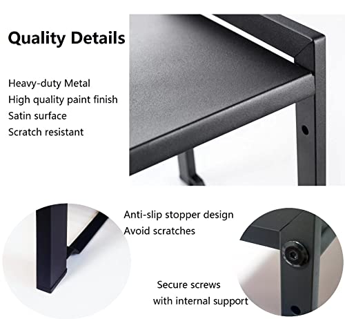 Urhomey plus Expandable Cabinet Shelf 16~26"(L), Stackable Kitchen Counter Shelf Organizer, 22LBS Heavy Duty Shelf Riser, Countertop Storage Pantry Shelf, Durable Metal Sink Shelf (Black)