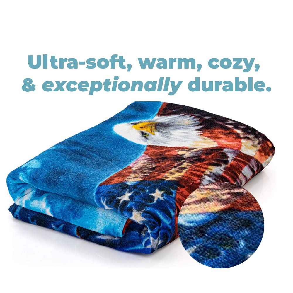 Dawhud Direct American Eagle Beach Towel for Men, Boys, Girls, Kids, Women Eagle Bath Towel Print 30" x 60" Pool Towel Super Soft Plush Cotton Eagle Towel for Eagle Lovers American Towel