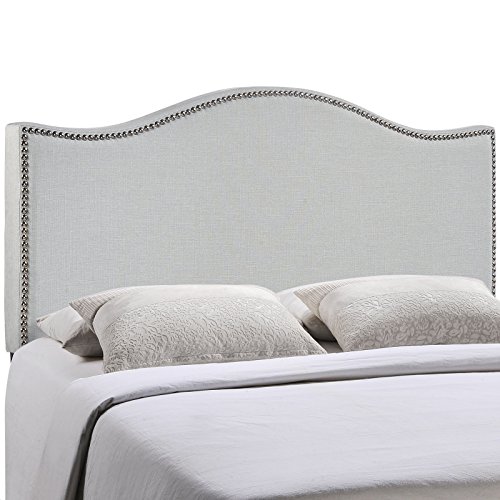 Modway Curl Linen Fabric Upholstered King Headboard with Nailhead Trim and Curved Shape in Gray