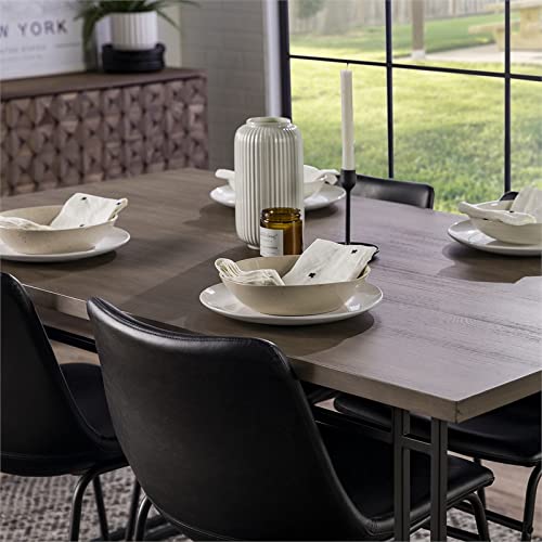 Walker Edison Sutton Wood and Dual Metal Leg DiningĀ Table, 60 Inch, Grey