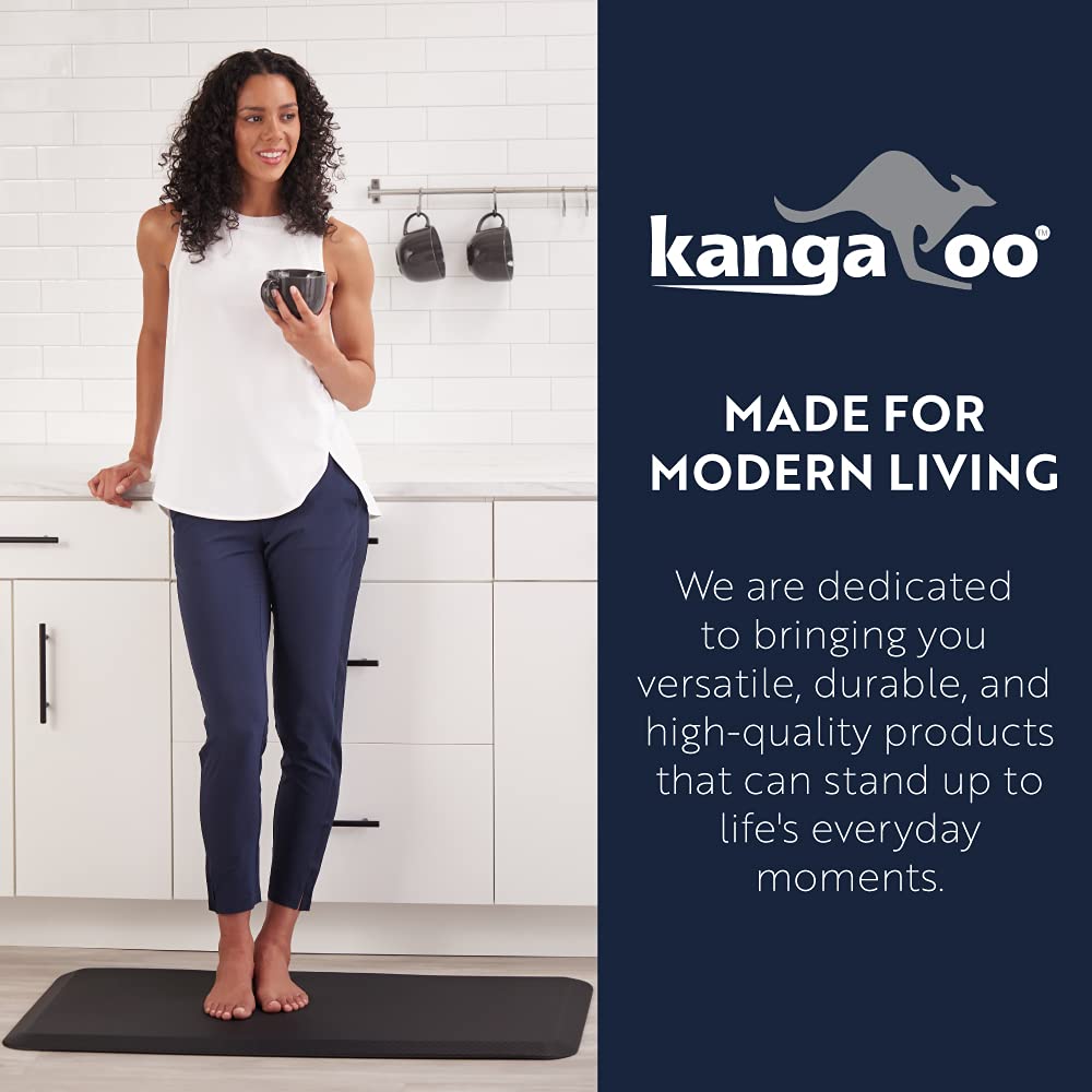 KANGAROO Thick Ergonomic Anti Fatigue Mats for Kitchen Floor, 39x20, Cushioned Standing Office Desk Mat, Waterproof Scratch Resistant Topside, Supportive All Day Comfort Padded Foam Rugs, Red